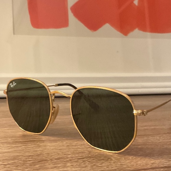 Ray-Ban | Accessories | Rayban Hexagonal Green Lenses Gold Frame | Poshmark
